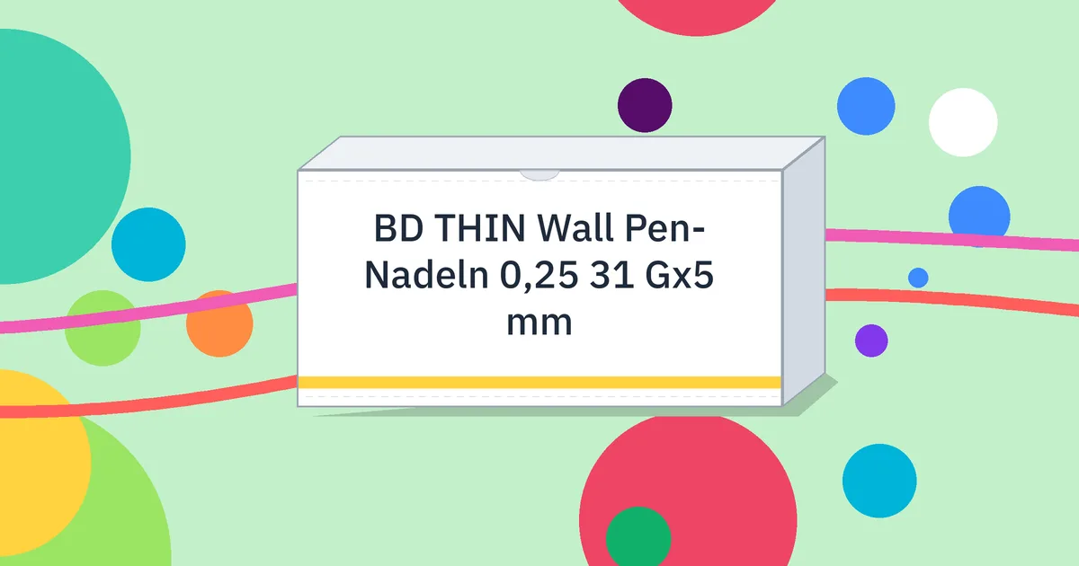 Symbolbild: Packung mit der Aufschrift BD THIN Wall Pen-Nadeln 0,25 31 Gx5 mm (PZN 12339258) – Verfügbarkeit und Bezug in Apotheken in Frankfurt am Main