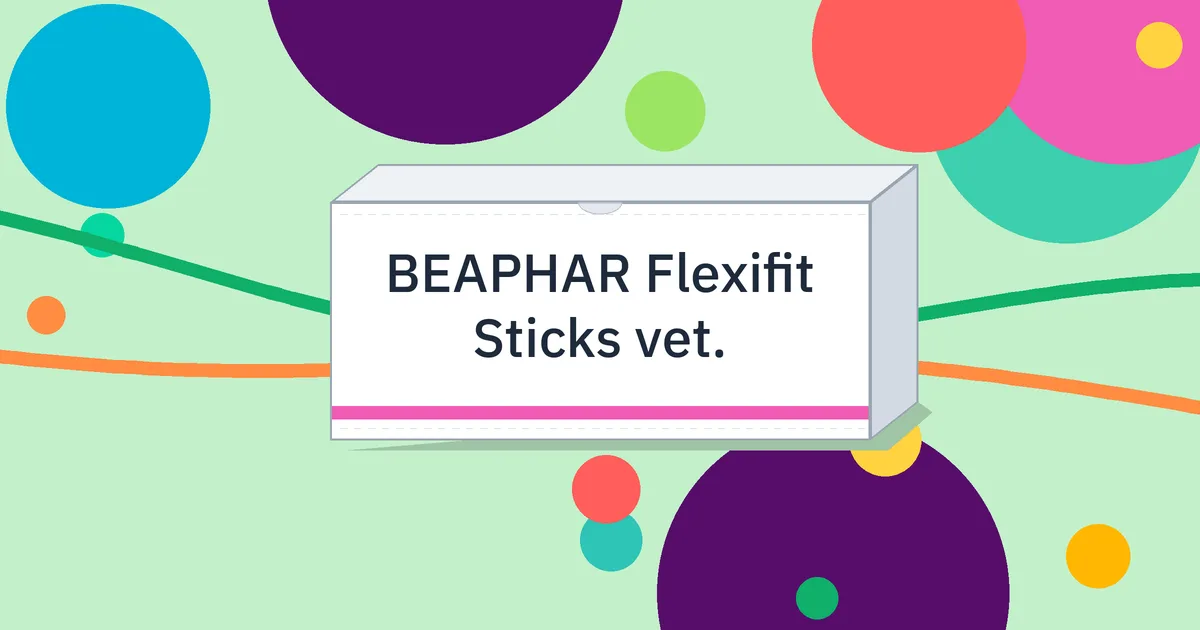 Symbolbild: Packung mit der Aufschrift BEAPHAR Flexifit Sticks vet. (PZN 19765567) – Verfügbarkeit und Bezug in Apotheken in Frankfurt am Main