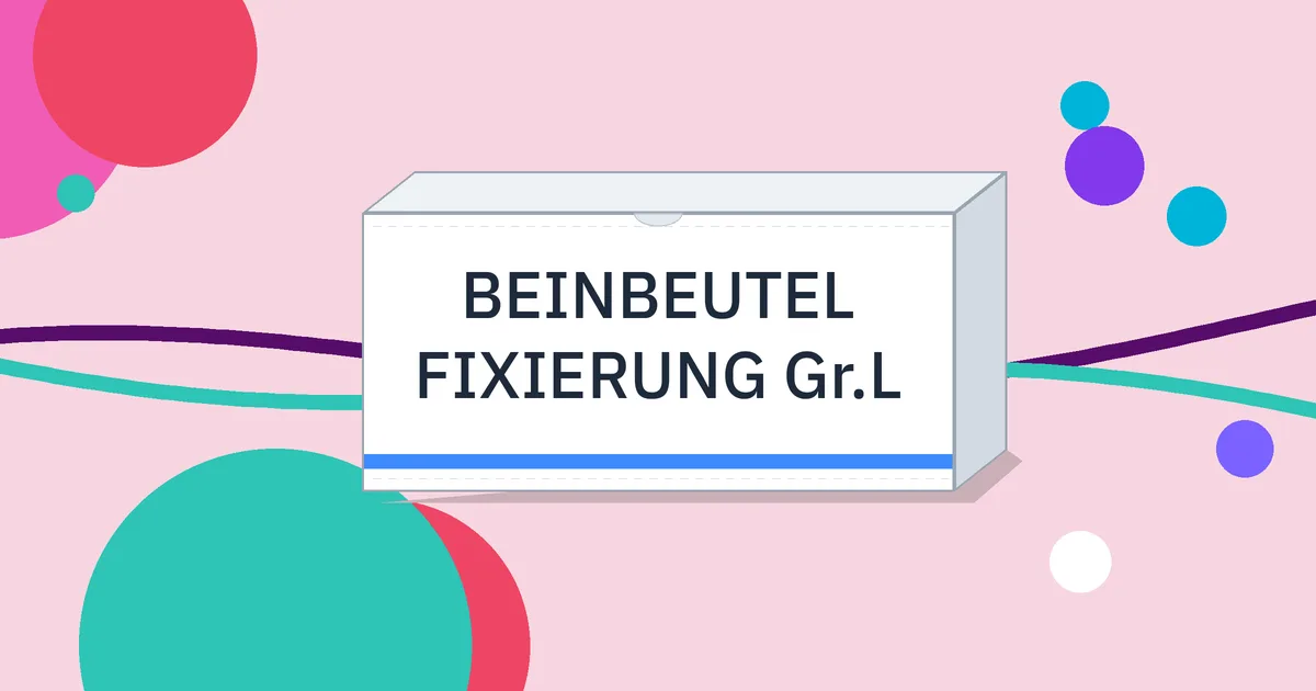 Symbolbild: Packung mit der Aufschrift BEINBEUTEL FIXIERUNG Gr.L (PZN 07126017) – Verfügbarkeit und Bezug in Apotheken in Frankfurt am Main