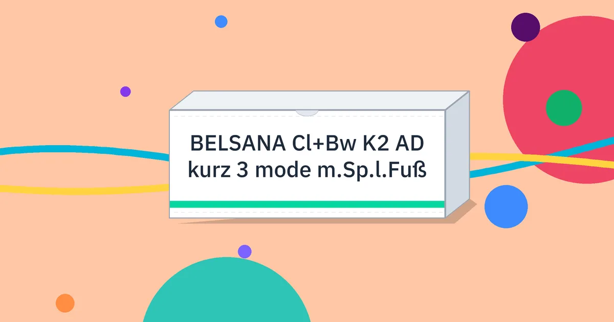 Symbolbild: Packung mit der Aufschrift BELSANA Cl+Bw K2 AD kurz 3 mode m.Sp.l.Fuß (PZN 12241306) – Verfügbarkeit und Bezug in Apotheken in Frankfurt am Main