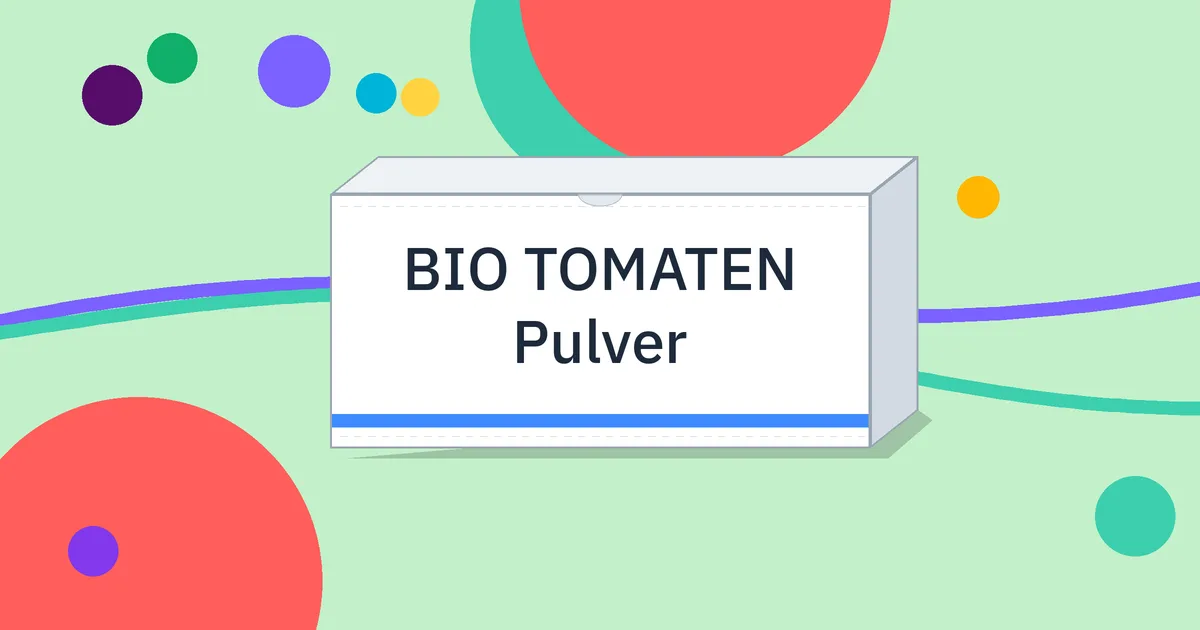 Symbolbild: Packung mit der Aufschrift BIO TOMATEN Pulver (PZN 19307830) – Verfügbarkeit und Bezug in Apotheken in Frankfurt am Main