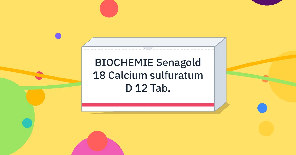 Symbolbild: Packung mit der Aufschrift BIOCHEMIE Senagold 18 Calcium sulfuratum D 12 Tab. (PZN 07544499) – Verfügbarkeit und Bezug in Apotheken in Frankfurt am Main