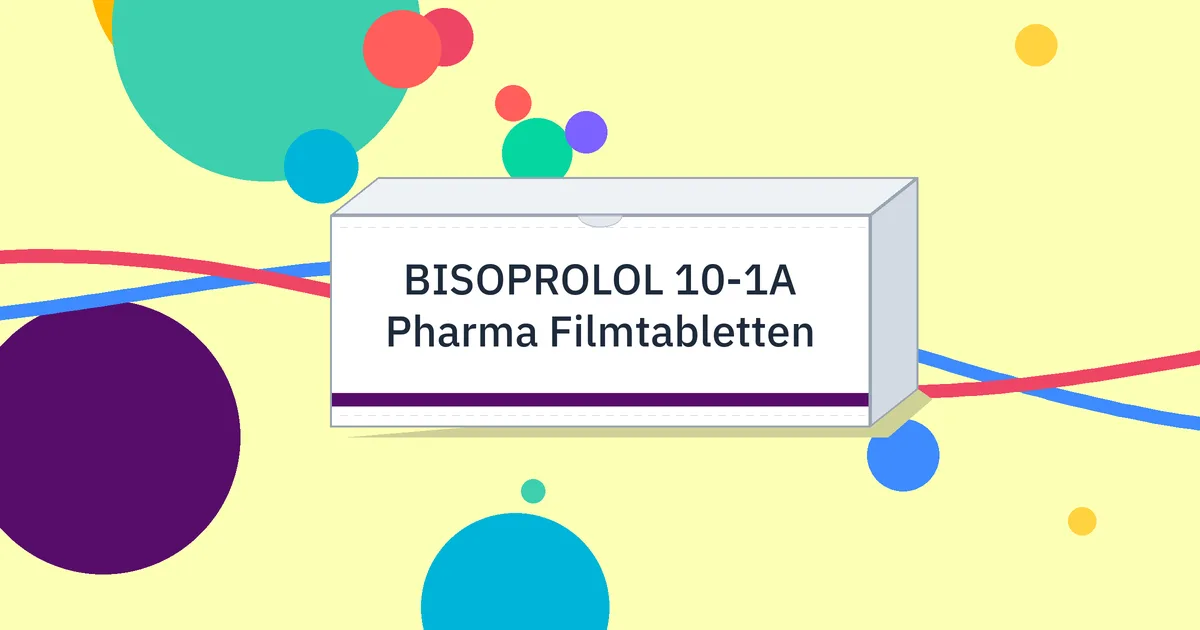 Symbolbild: Packung mit der Aufschrift BISOPROLOL 10-1A Pharma Filmtabletten (PZN 03820548) – Verfügbarkeit und Bezug in Apotheken in Frankfurt am Main