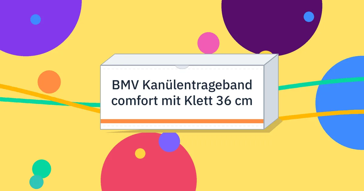 Symbolbild: Packung mit der Aufschrift BMV Kanülentrageband comfort mit Klett 36 cm (PZN 13891822) – Verfügbarkeit und Bezug in Apotheken in Frankfurt am Main