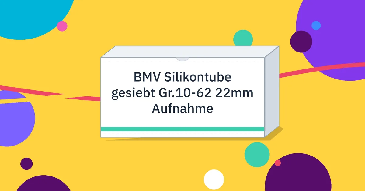 Symbolbild: Packung mit der Aufschrift BMV Silikontube gesiebt Gr.10-62 22mm Aufnahme (PZN 18386253) – Verfügbarkeit und Bezug in Apotheken in Frankfurt am Main