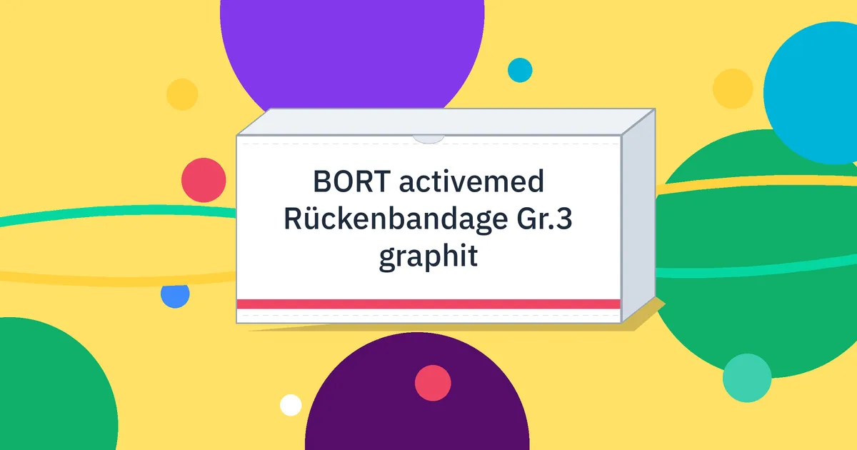 Symbolbild: Packung mit der Aufschrift BORT activemed Rückenbandage Gr.3 graphit (PZN 17582348) – Verfügbarkeit und Bezug in Apotheken in Frankfurt am Main