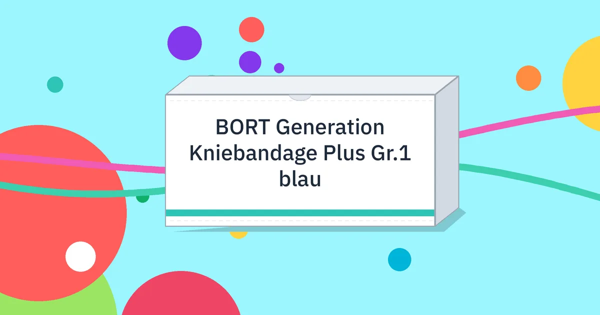 Symbolbild: Packung mit der Aufschrift BORT Generation Kniebandage Plus Gr.1 blau (PZN 16317532) – Verfügbarkeit und Bezug in Apotheken in Frankfurt am Main