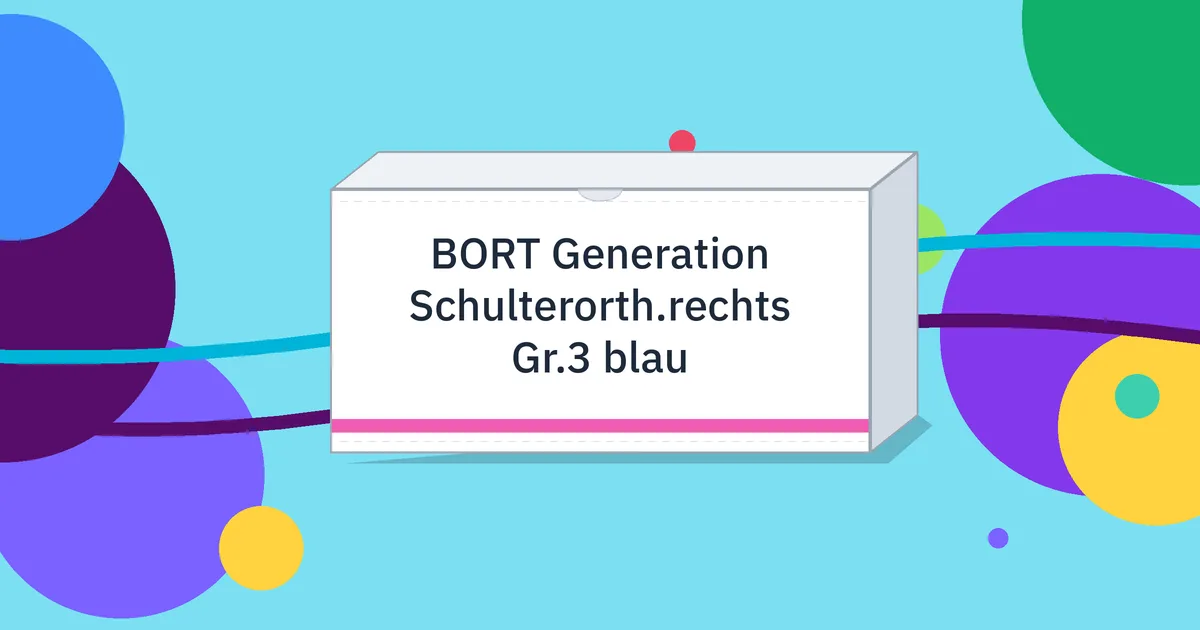 Symbolbild: Packung mit der Aufschrift BORT Generation Schulterorth.rechts Gr.3 blau (PZN 18270272) – Verfügbarkeit und Bezug in Apotheken in Frankfurt am Main