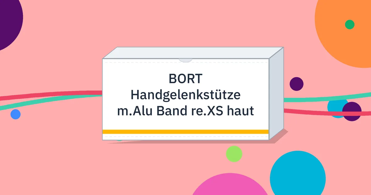 Symbolbild: Packung mit der Aufschrift BORT Handgelenkstütze m.Alu Band re.XS haut (PZN 04125193) – Verfügbarkeit und Bezug in Apotheken in Frankfurt am Main