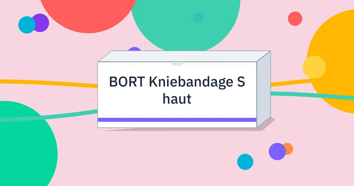 Symbolbild: Packung mit der Aufschrift BORT Kniebandage S haut (PZN 02547783) – Verfügbarkeit und Bezug in Apotheken in Frankfurt am Main