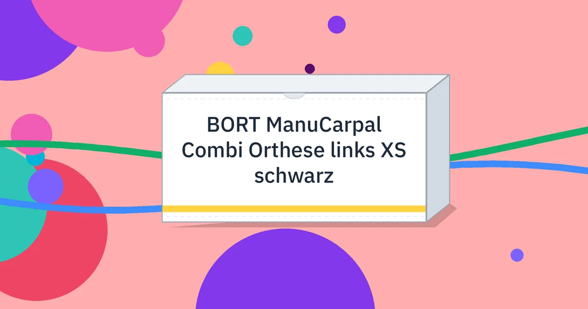 Symbolbild: Packung mit der Aufschrift BORT ManuCarpal Combi Orthese links XS schwarz (PZN 02766982) – Verfügbarkeit und Bezug in Apotheken in Frankfurt am Main