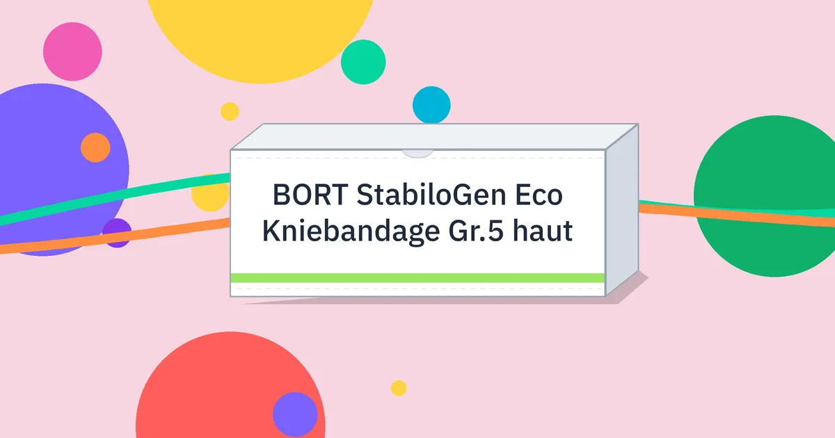Symbolbild: Packung mit der Aufschrift BORT StabiloGen Eco Kniebandage Gr.5 haut (PZN 16845225) – Verfügbarkeit und Bezug in Apotheken in Frankfurt am Main