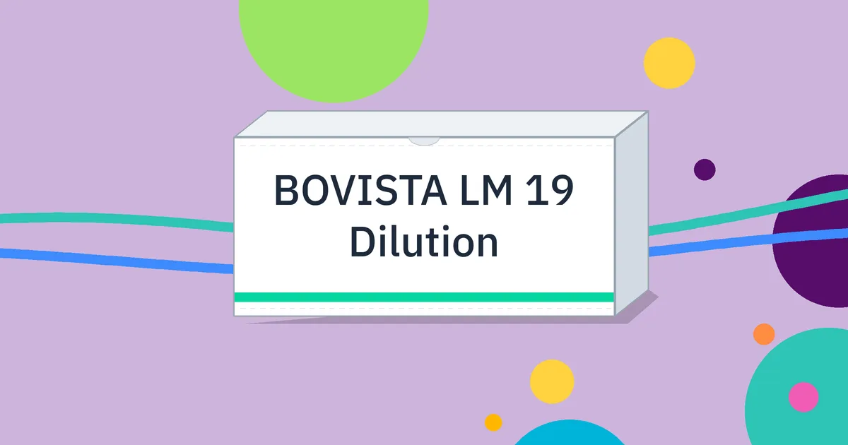 Symbolbild: Packung mit der Aufschrift BOVISTA LM 19 Dilution (PZN 13394118) – Verfügbarkeit und Bezug in Apotheken in Frankfurt am Main