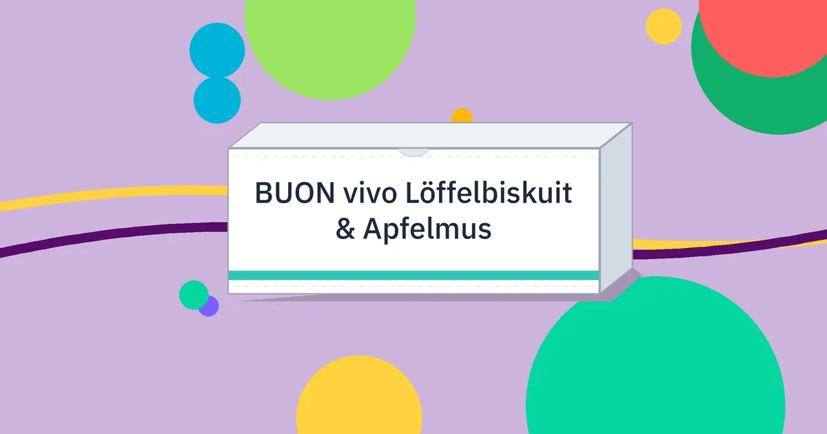 Symbolbild: Packung mit der Aufschrift BUON vivo Löffelbiskuit & Apfelmus (PZN 17553269) – Verfügbarkeit und Bezug in Apotheken in Frankfurt am Main