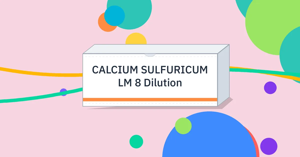 Symbolbild: Packung mit der Aufschrift CALCIUM SULFURICUM LM 8 Dilution (PZN 12806949) – Verfügbarkeit und Bezug in Apotheken in Frankfurt am Main
