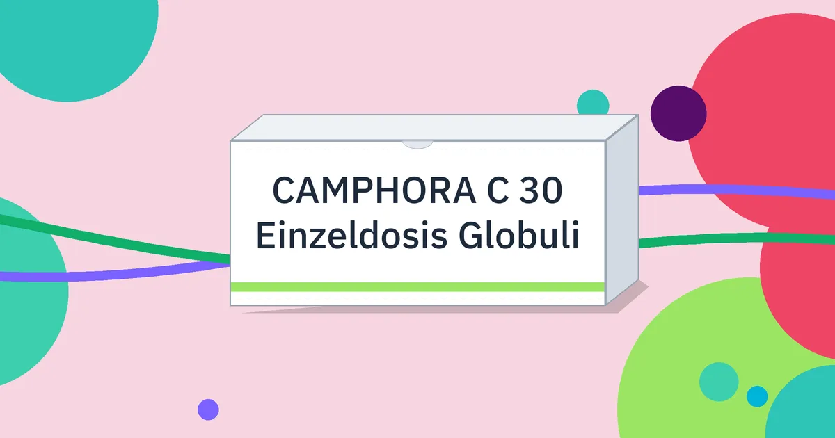 Symbolbild: Packung mit der Aufschrift CAMPHORA C 30 Einzeldosis Globuli (PZN 01544268) – Verfügbarkeit und Bezug in Apotheken in Frankfurt am Main