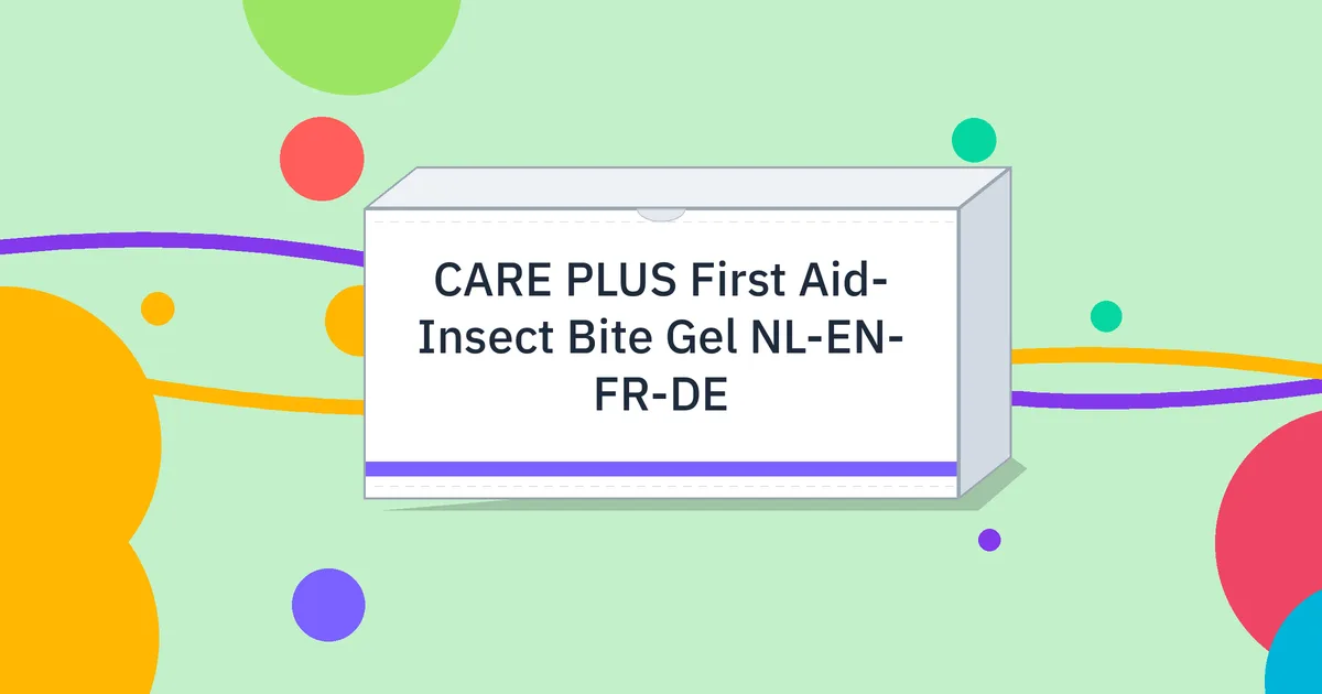 Symbolbild: Packung mit der Aufschrift CARE PLUS First Aid-Insect Bite Gel NL-EN-FR-DE (PZN 20290460) – Verfügbarkeit und Bezug in Apotheken in Frankfurt am Main