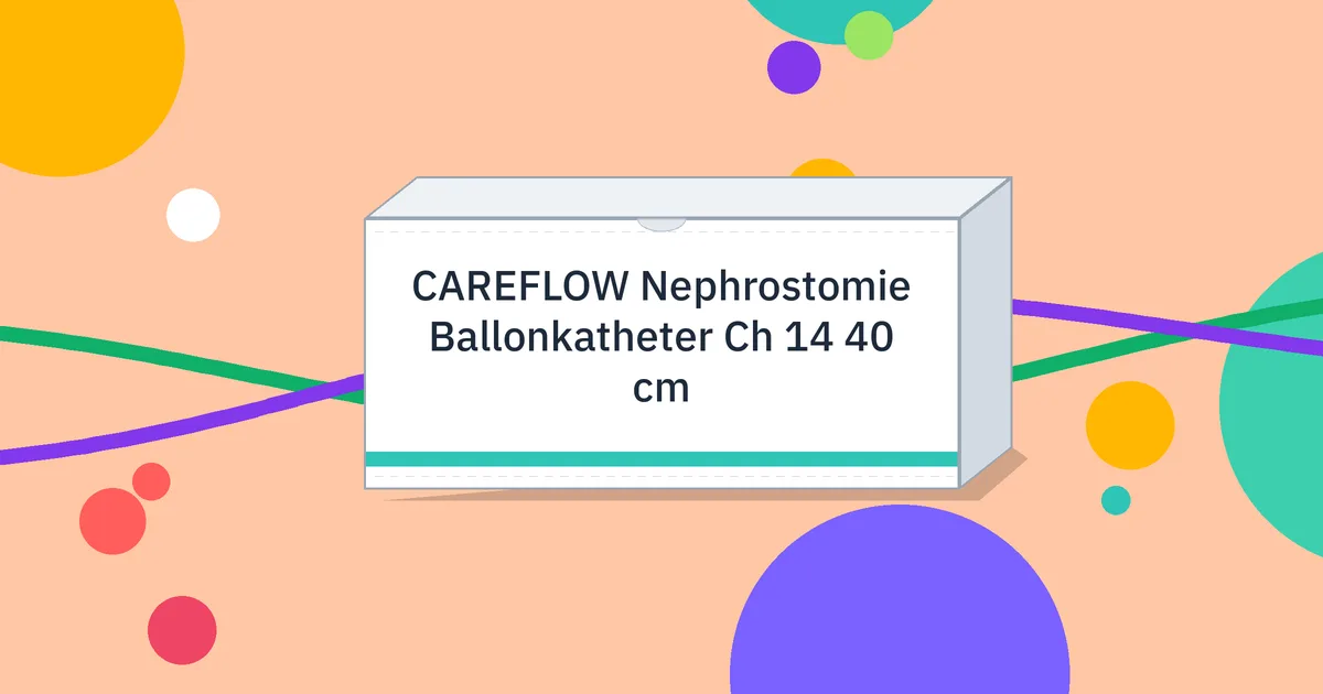 Symbolbild: Packung mit der Aufschrift CAREFLOW Nephrostomie Ballonkatheter Ch 14 40 cm (PZN 13851202) – Verfügbarkeit und Bezug in Apotheken in Frankfurt am Main