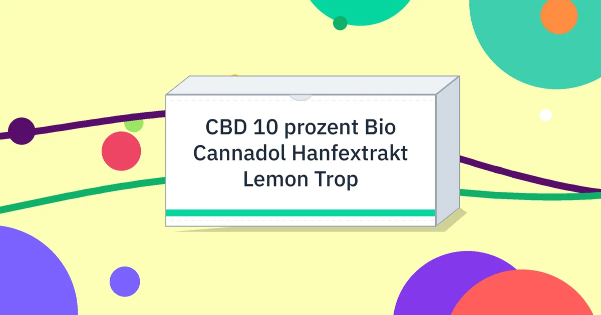 Symbolbild: Packung mit der Aufschrift CBD 10 prozent Bio Cannadol Hanfextrakt Lemon Trop (PZN 17838598) – Verfügbarkeit und Bezug in Apotheken in Frankfurt am Main