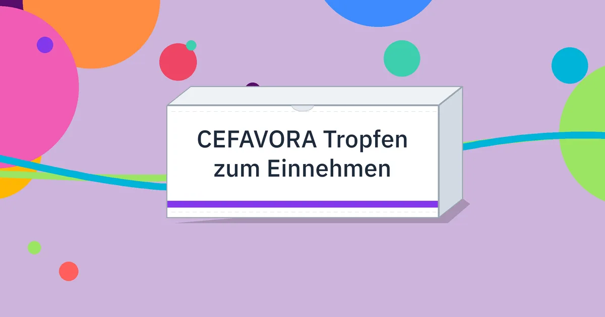 Symbolbild: Packung mit der Aufschrift CEFAVORA Tropfen zum Einnehmen (PZN 11027580) – Verfügbarkeit und Bezug in Apotheken in Frankfurt am Main