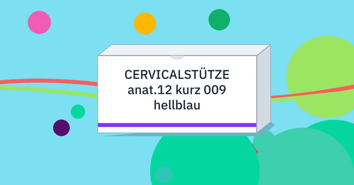 Symbolbild: Packung mit der Aufschrift CERVICALSTÜTZE anat.12 kurz 009 hellblau (PZN 08895723) – Verfügbarkeit und Bezug in Apotheken in Frankfurt am Main