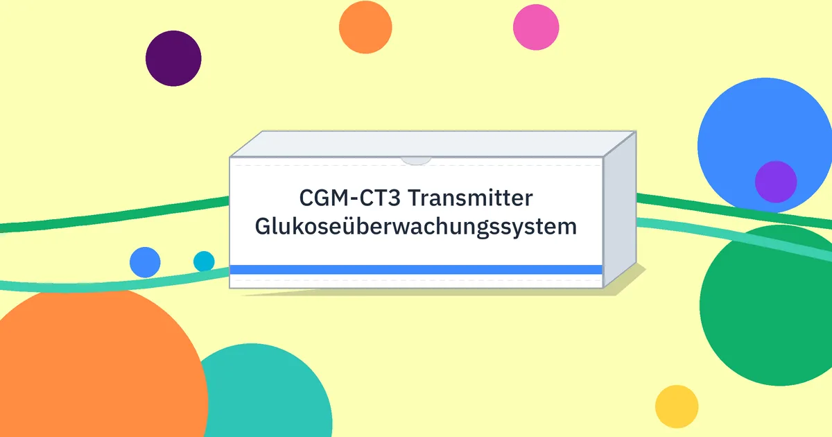 Symbolbild: Packung mit der Aufschrift CGM-CT3 Transmitter Glukoseüberwachungssystem (PZN 19554511) – Verfügbarkeit und Bezug in Apotheken in Frankfurt am Main