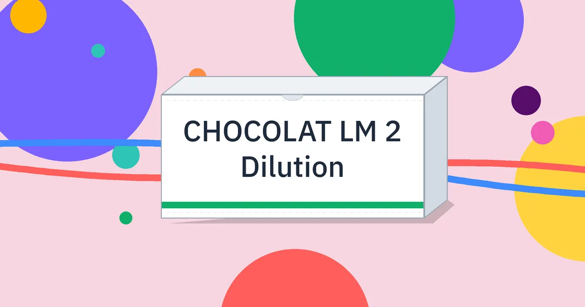 Symbolbild: Packung mit der Aufschrift CHOCOLAT LM 2 Dilution (PZN 12816787) – Verfügbarkeit und Bezug in Apotheken in Frankfurt am Main