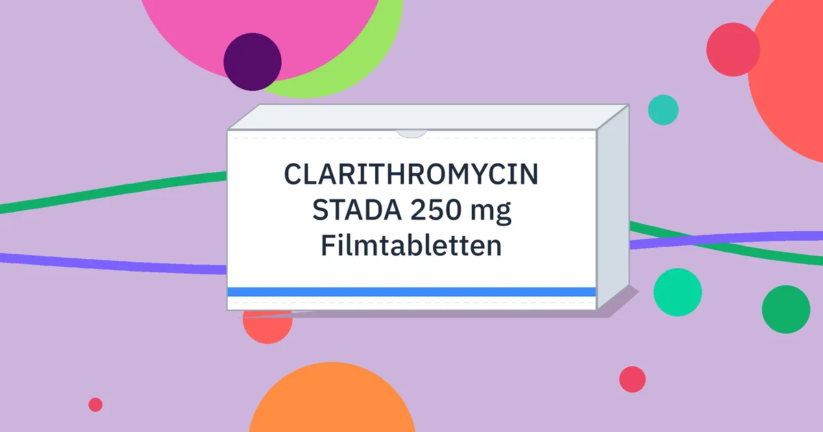 Symbolbild: Packung mit der Aufschrift CLARITHROMYCIN STADA 250 mg Filmtabletten (PZN 03702501) – Verfügbarkeit und Bezug in Apotheken in Frankfurt am Main