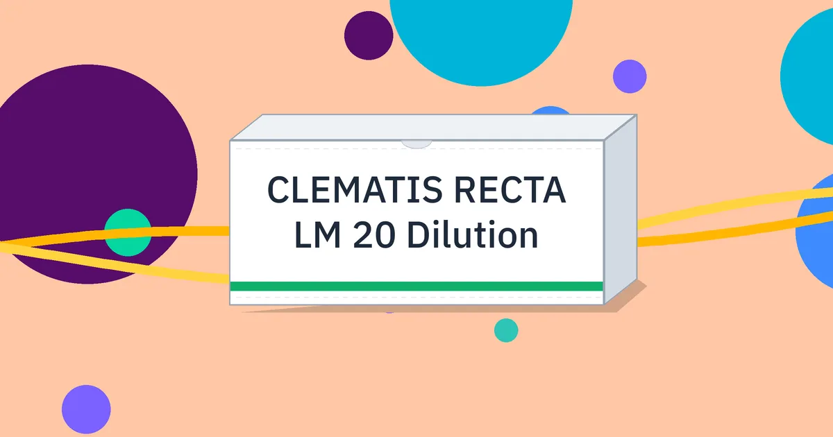 Symbolbild: Packung mit der Aufschrift CLEMATIS RECTA LM 20 Dilution (PZN 12822316) – Verfügbarkeit und Bezug in Apotheken in Frankfurt am Main