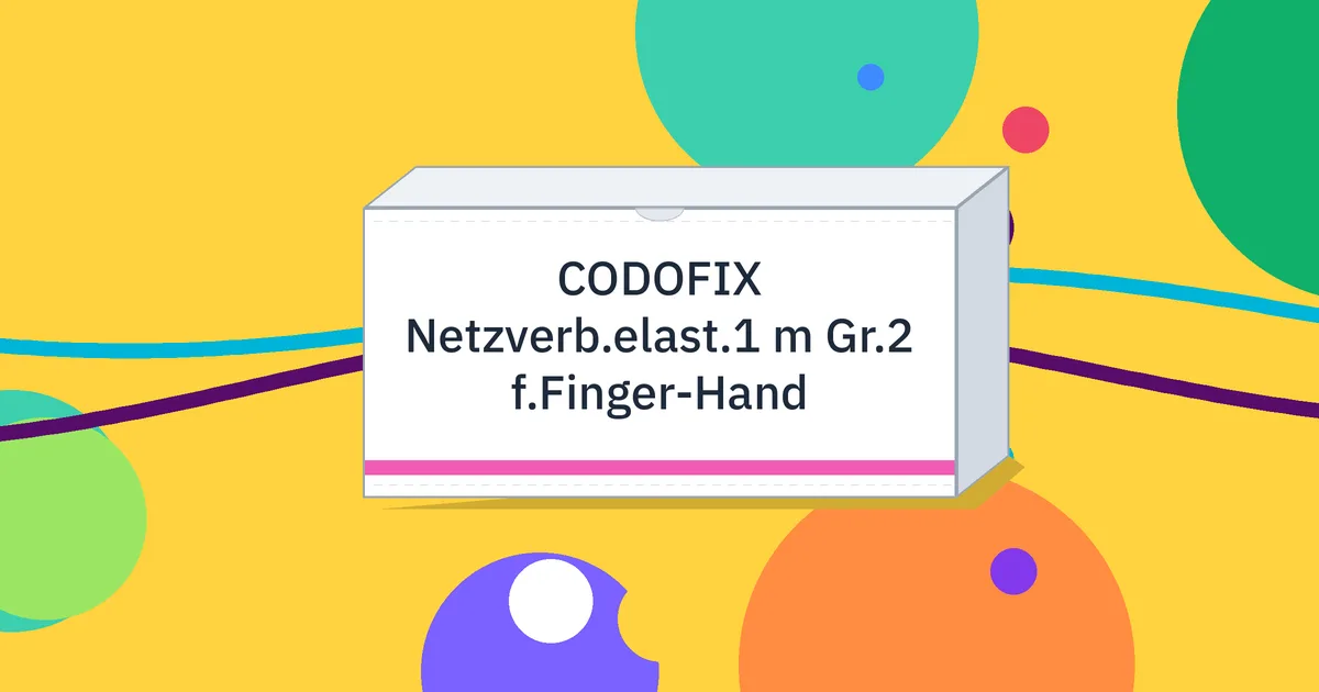 Symbolbild: Packung mit der Aufschrift CODOFIX Netzverb.elast.1 m Gr.2 f.Finger-Hand (PZN 13598045) – Verfügbarkeit und Bezug in Apotheken in Frankfurt am Main