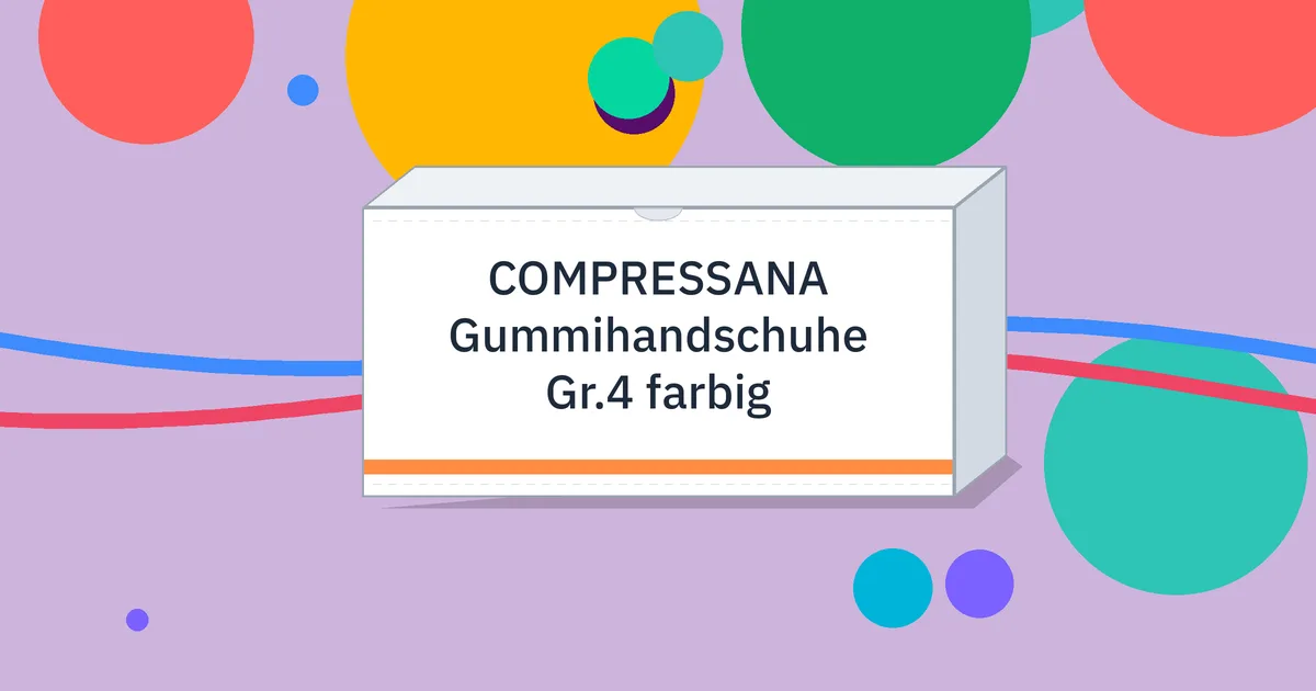 Symbolbild: Packung mit der Aufschrift COMPRESSANA Gummihandschuhe Gr.4 farbig (PZN 03415658) – Verfügbarkeit und Bezug in Apotheken in Frankfurt am Main