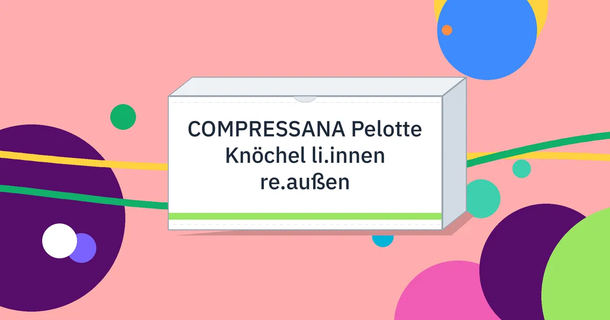 Symbolbild: Packung mit der Aufschrift COMPRESSANA Pelotte Knöchel li.innen re.außen (PZN 09261860) – Verfügbarkeit und Bezug in Apotheken in Frankfurt am Main