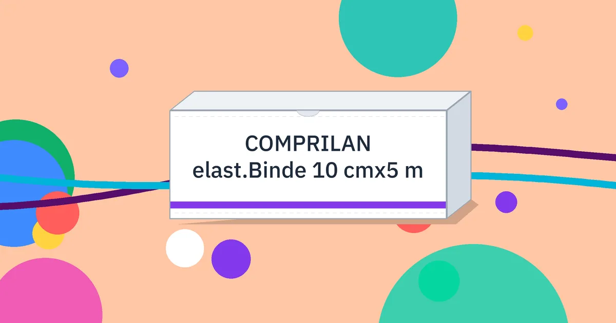 Symbolbild: Packung mit der Aufschrift COMPRILAN elast.Binde 10 cmx5 m (PZN 18363080) – Verfügbarkeit und Bezug in Apotheken in Frankfurt am Main