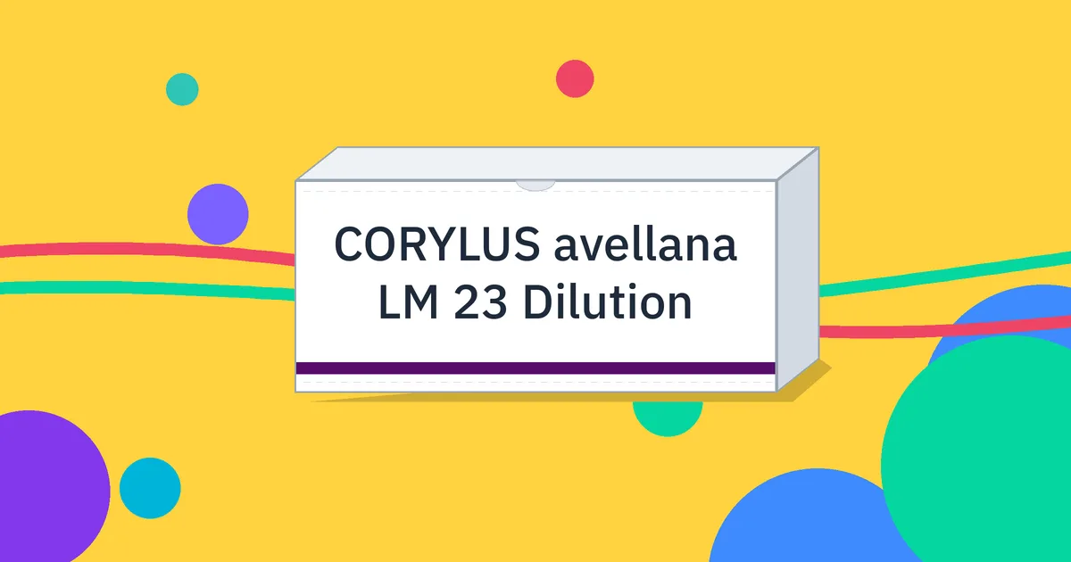 Symbolbild: Packung mit der Aufschrift CORYLUS avellana LM 23 Dilution (PZN 13454599) – Verfügbarkeit und Bezug in Apotheken in Frankfurt am Main