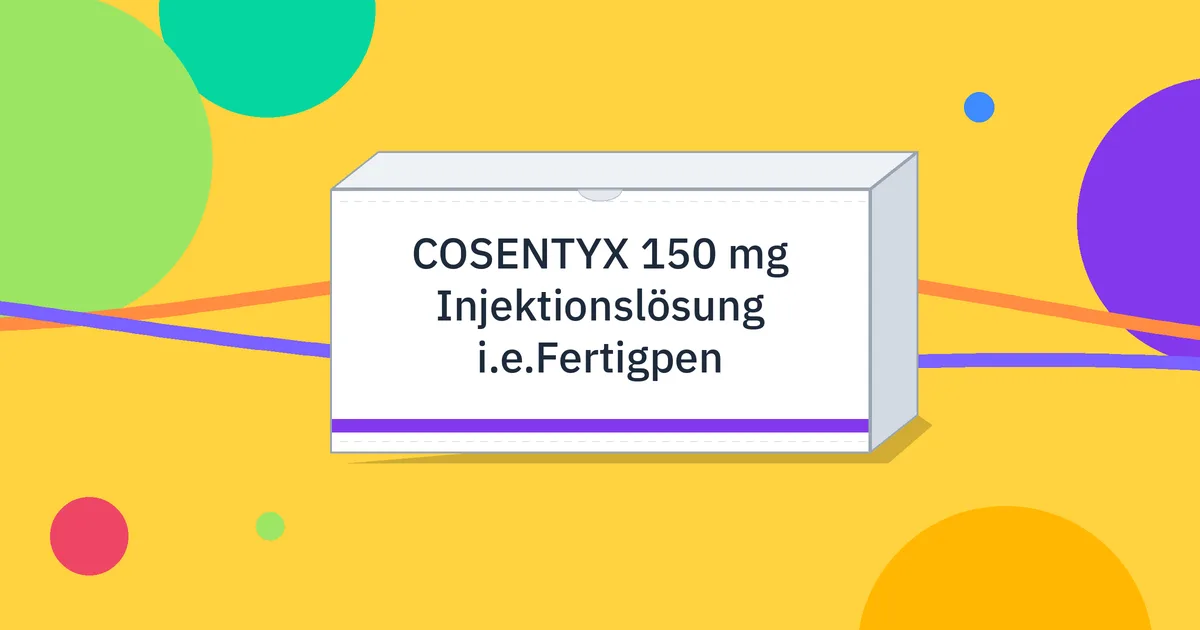 Symbolbild: Packung mit der Aufschrift COSENTYX 150 mg Injektionslösung i.e.Fertigpen (PZN 12900683) – Verfügbarkeit und Bezug in Apotheken in Frankfurt am Main