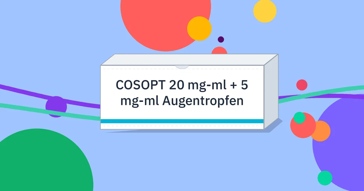 Symbolbild: Packung mit der Aufschrift COSOPT 20 mg-ml + 5 mg-ml Augentropfen (PZN 04131213) – Verfügbarkeit und Bezug in Apotheken in Frankfurt am Main