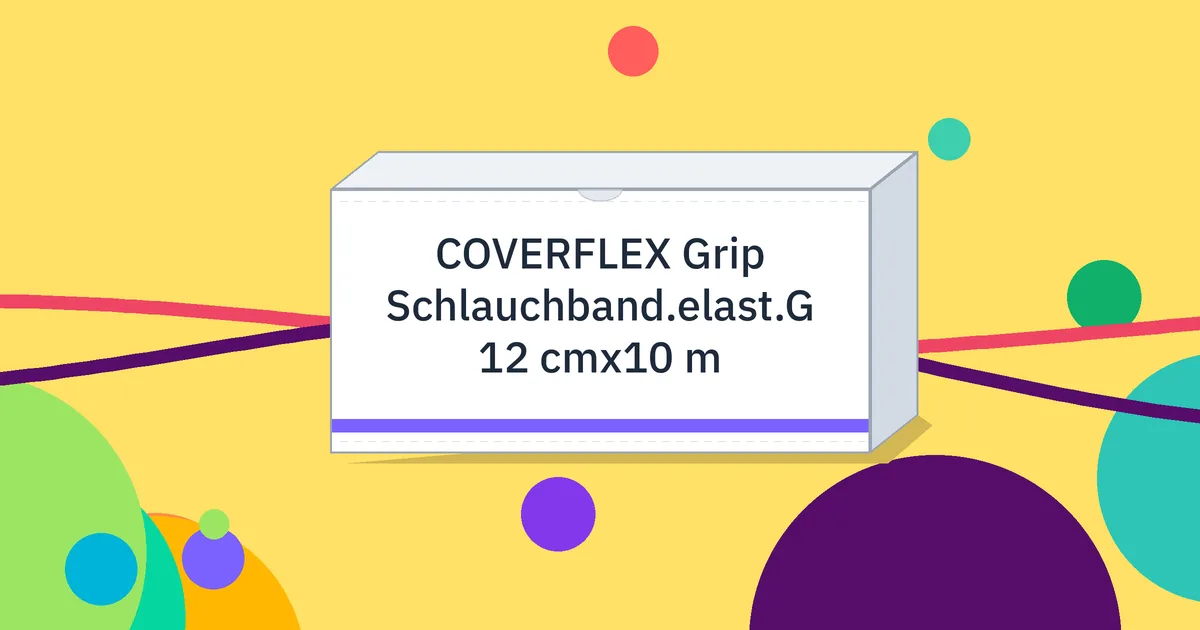 Symbolbild: Packung mit der Aufschrift COVERFLEX Grip Schlauchband.elast.G 12 cmx10 m (PZN 13971389) – Verfügbarkeit und Bezug in Apotheken in Frankfurt am Main