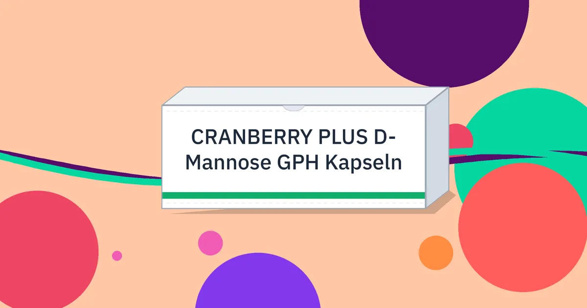 Symbolbild: Packung mit der Aufschrift CRANBERRY PLUS D-Mannose GPH Kapseln (PZN 15657094) – Verfügbarkeit und Bezug in Apotheken in Frankfurt am Main