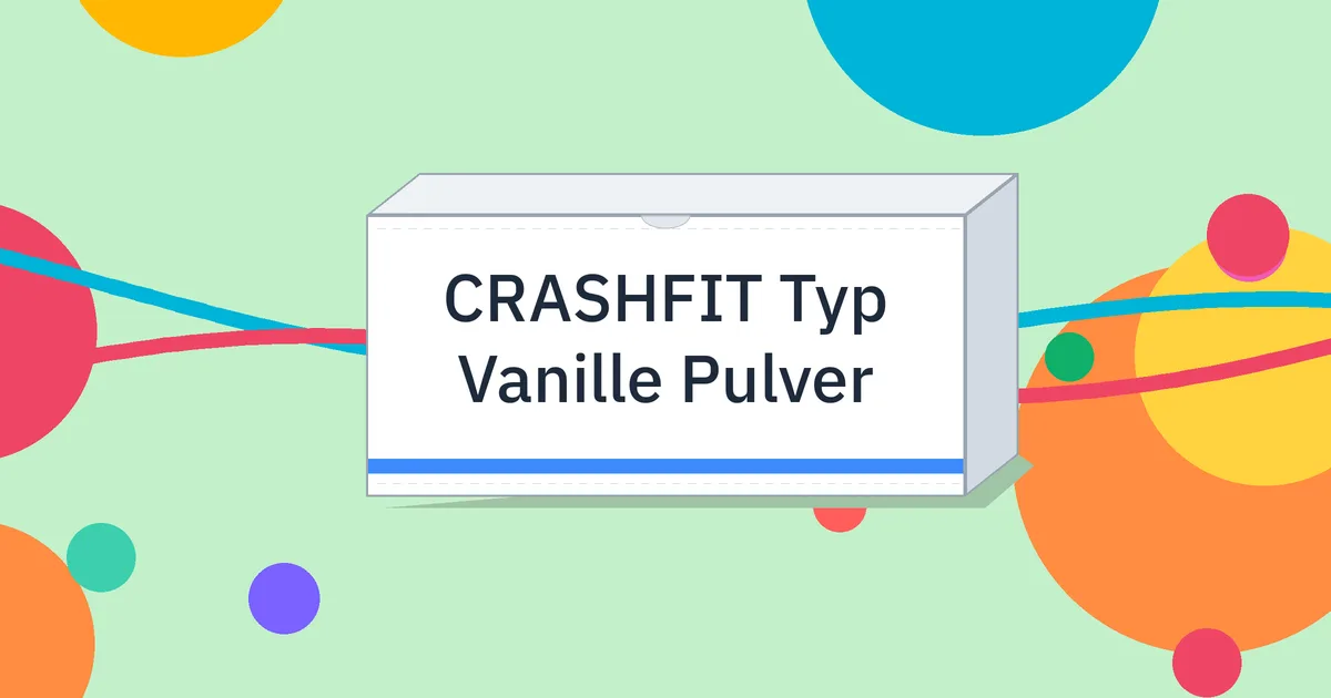 Symbolbild: Packung mit der Aufschrift CRASHFIT Typ Vanille Pulver (PZN 05981623) – Verfügbarkeit und Bezug in Apotheken in Frankfurt am Main