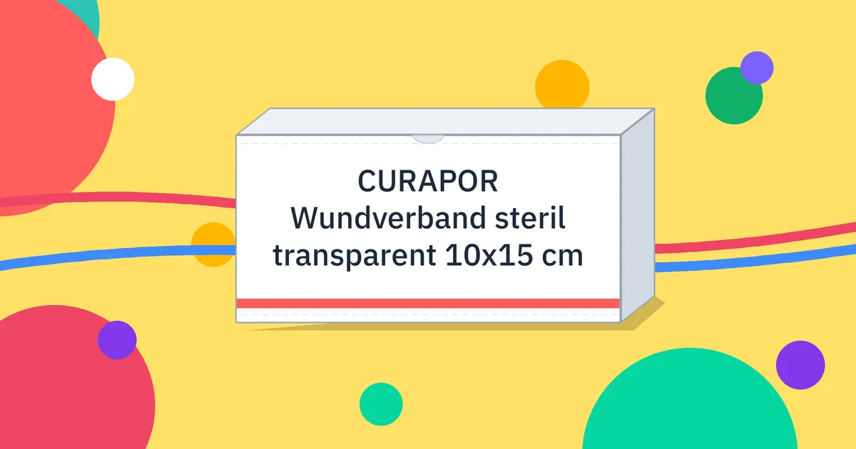 Symbolbild: Packung mit der Aufschrift CURAPOR Wundverband steril transparent 10x15 cm (PZN 19699675) – Verfügbarkeit und Bezug in Apotheken in Frankfurt am Main