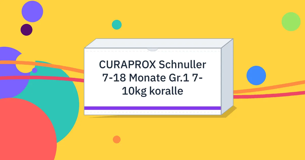 Symbolbild: Packung mit der Aufschrift CURAPROX Schnuller 7-18 Monate Gr.1 7-10kg koralle (PZN 17868748) – Verfügbarkeit und Bezug in Apotheken in Frankfurt am Main
