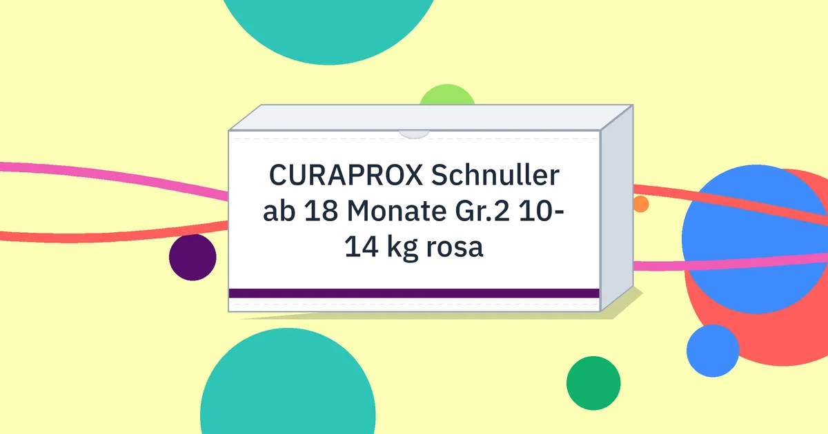 Symbolbild: Packung mit der Aufschrift CURAPROX Schnuller ab 18 Monate Gr.2 10-14 kg rosa (PZN 16587757) – Verfügbarkeit und Bezug in Apotheken in Frankfurt am Main
