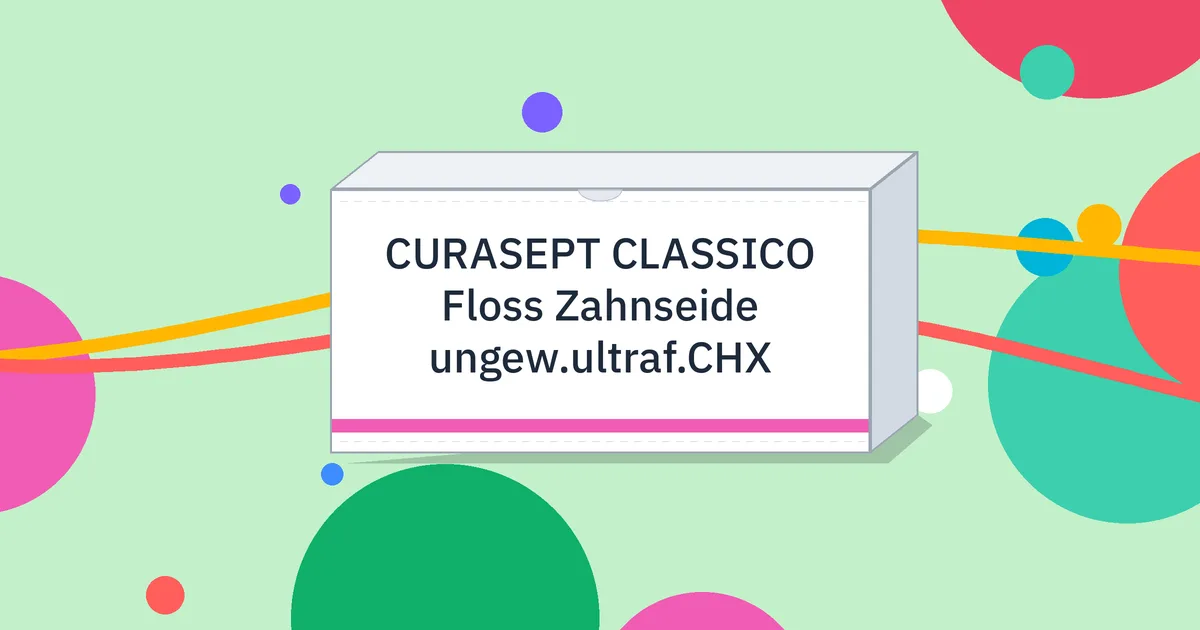 Symbolbild: Packung mit der Aufschrift CURASEPT CLASSICO Floss Zahnseide ungew.ultraf.CHX (PZN 18680320) – Verfügbarkeit und Bezug in Apotheken in Frankfurt am Main