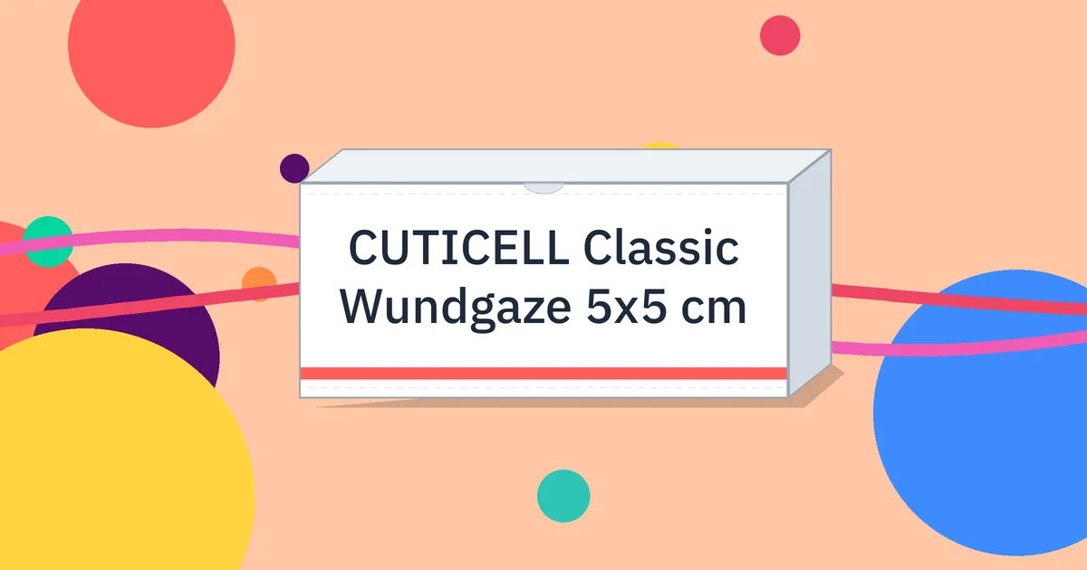 Symbolbild: Packung mit der Aufschrift CUTICELL Classic Wundgaze 5x5 cm (PZN 19871393) – Verfügbarkeit und Bezug in Apotheken in Frankfurt am Main