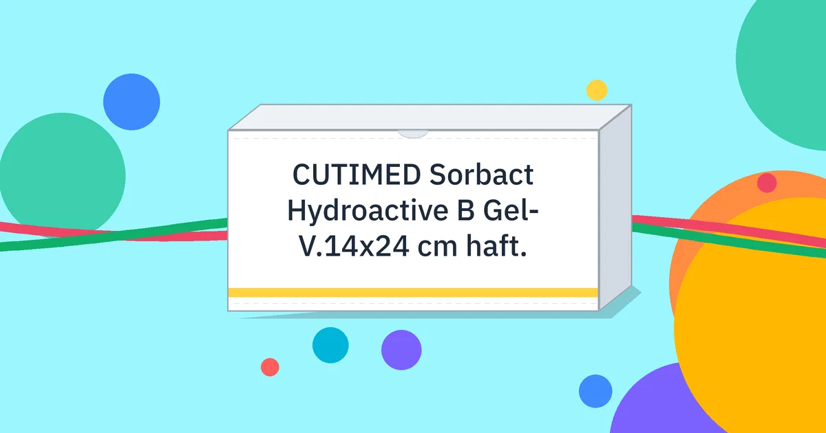 Symbolbild: Packung mit der Aufschrift CUTIMED Sorbact Hydroactive B Gel-V.14x24 cm haft. (PZN 20322160) – Verfügbarkeit und Bezug in Apotheken in Frankfurt am Main