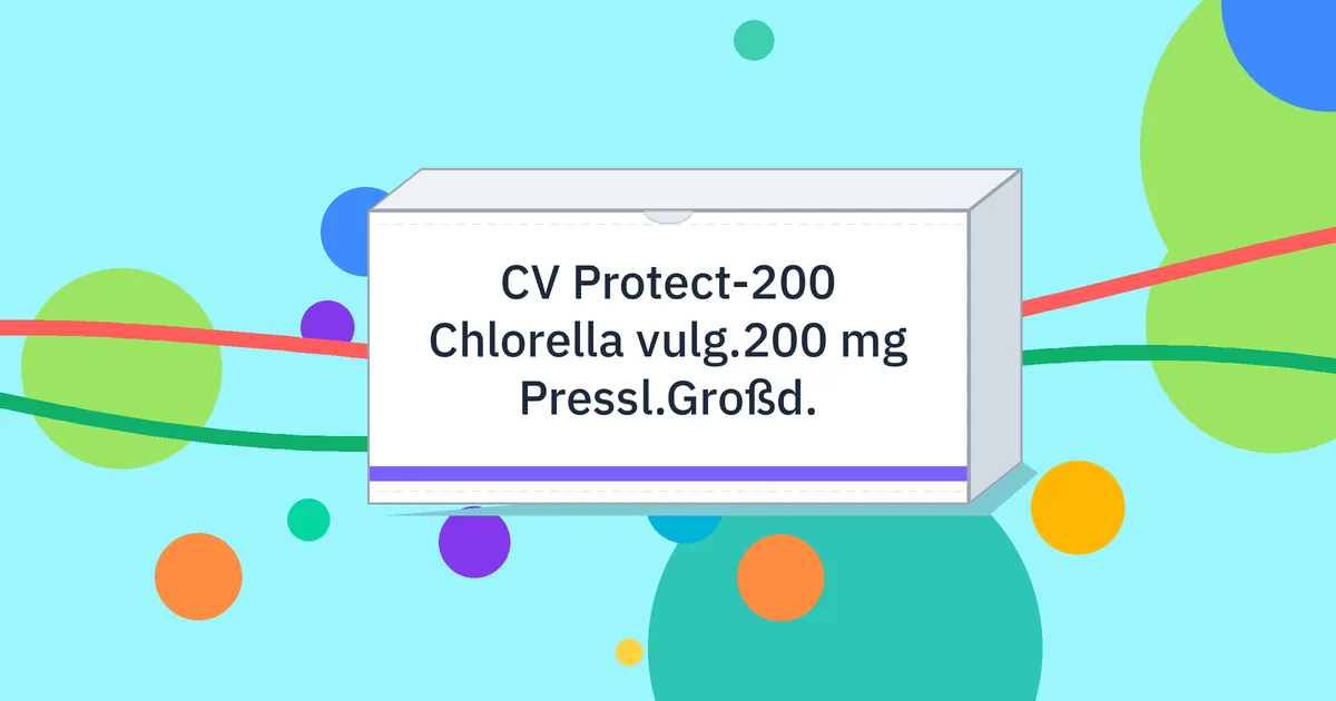 Symbolbild: Packung mit der Aufschrift CV Protect-200 Chlorella vulg.200 mg Pressl.Großd. (PZN 02754542) – Verfügbarkeit und Bezug in Apotheken in Frankfurt am Main