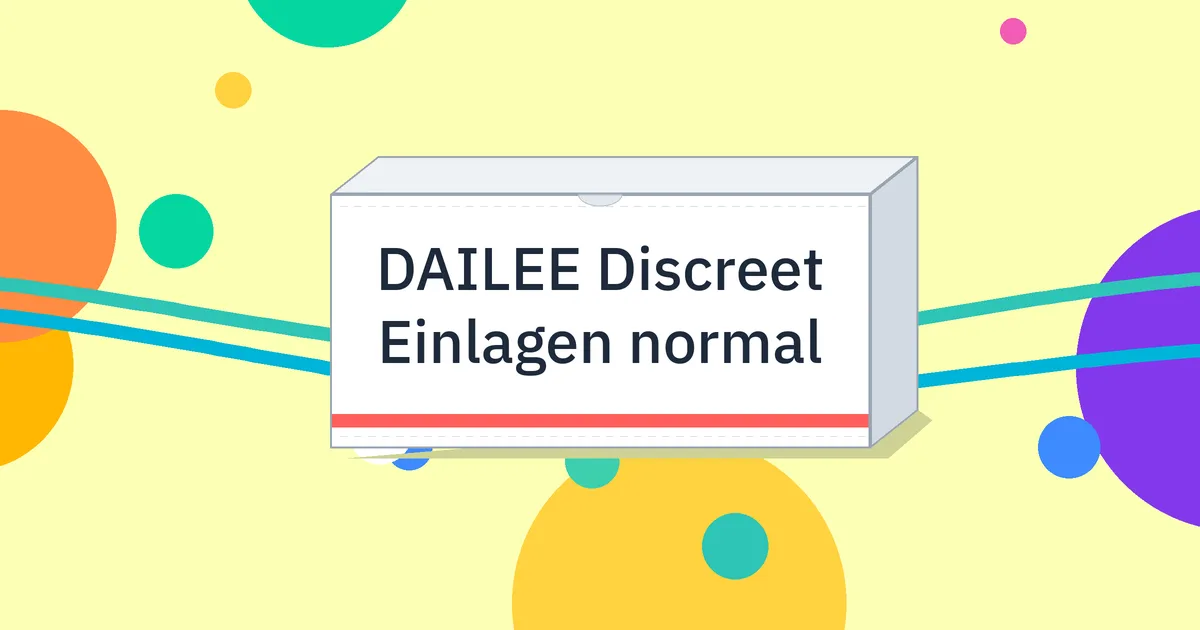 Symbolbild: Packung mit der Aufschrift DAILEE Discreet Einlagen normal (PZN 19985659) – Verfügbarkeit und Bezug in Apotheken in Frankfurt am Main