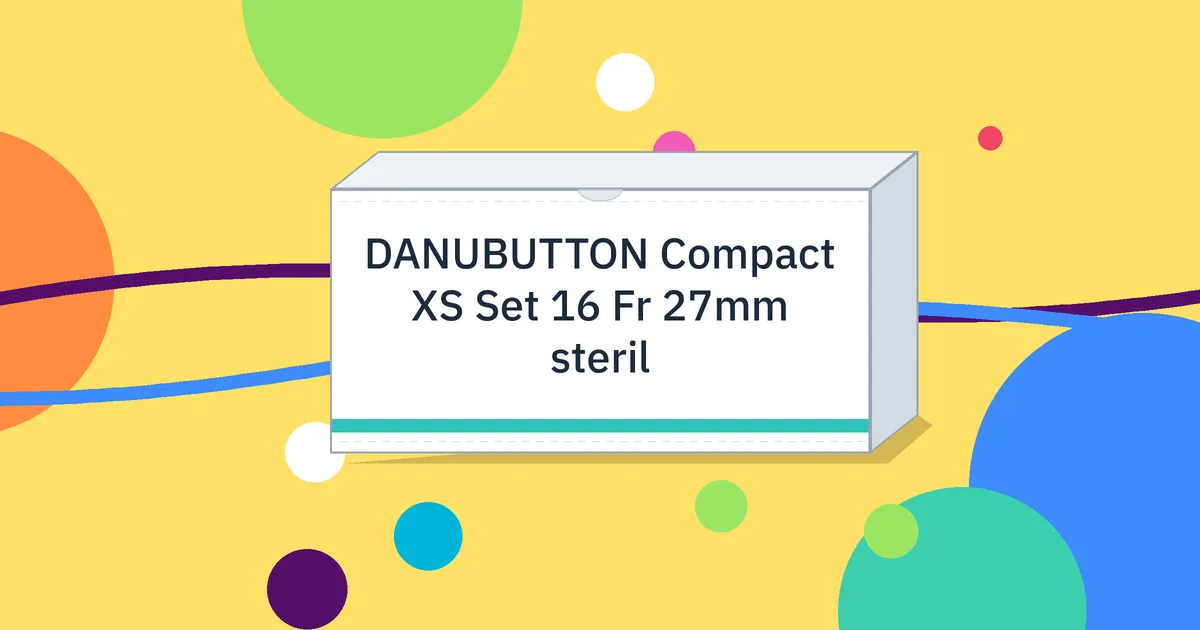 Symbolbild: Packung mit der Aufschrift DANUBUTTON Compact XS Set 16 Fr 27mm steril (PZN 19852869) – Verfügbarkeit und Bezug in Apotheken in Frankfurt am Main