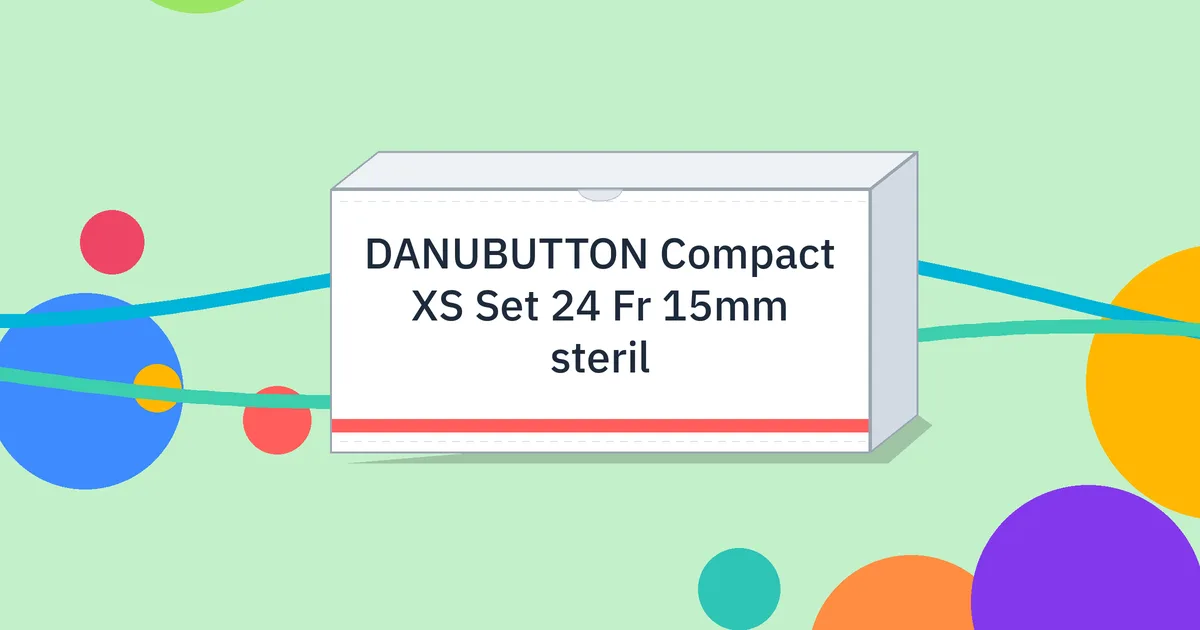 Symbolbild: Packung mit der Aufschrift DANUBUTTON Compact XS Set 24 Fr 15mm steril (PZN 19853337) – Verfügbarkeit und Bezug in Apotheken in Frankfurt am Main