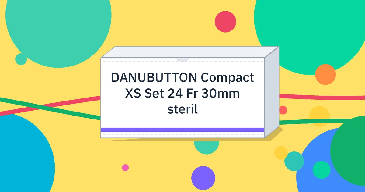 Symbolbild: Packung mit der Aufschrift DANUBUTTON Compact XS Set 24 Fr 30mm steril (PZN 19853403) – Verfügbarkeit und Bezug in Apotheken in Frankfurt am Main
